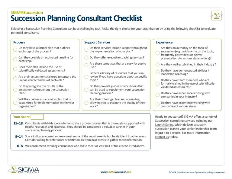 Selecting a Succession Planning Consultant | Sigma Assessment Systems