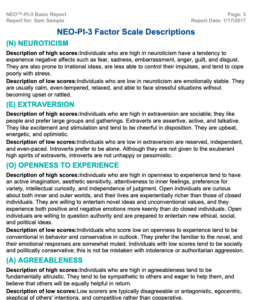 NEO-PI-3 Business Sample Report | SIGMA Assessment Systems