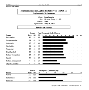 MAB-II Extended Sample Report | SIGMA Assessment Systems