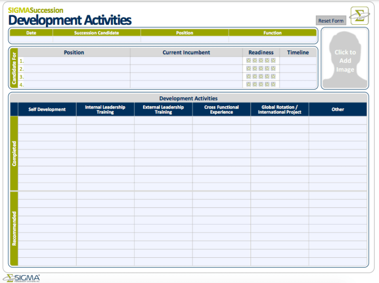 Individual Talent Development Template | SIGMA Assessment Systems